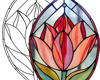 STAINED GLASS PATTERN Sherry Fain Feather 2 - Etsy