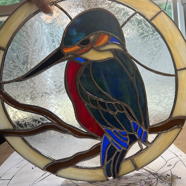 Kingfisher Stained Glass - Etsy