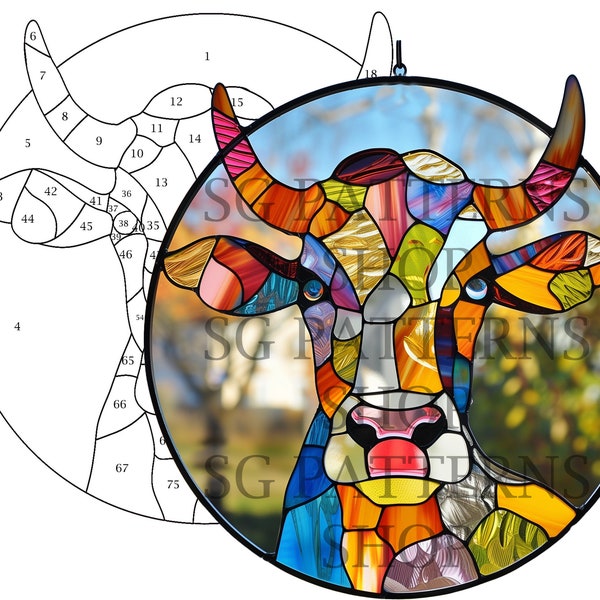 Stained Glass Cow - Etsy