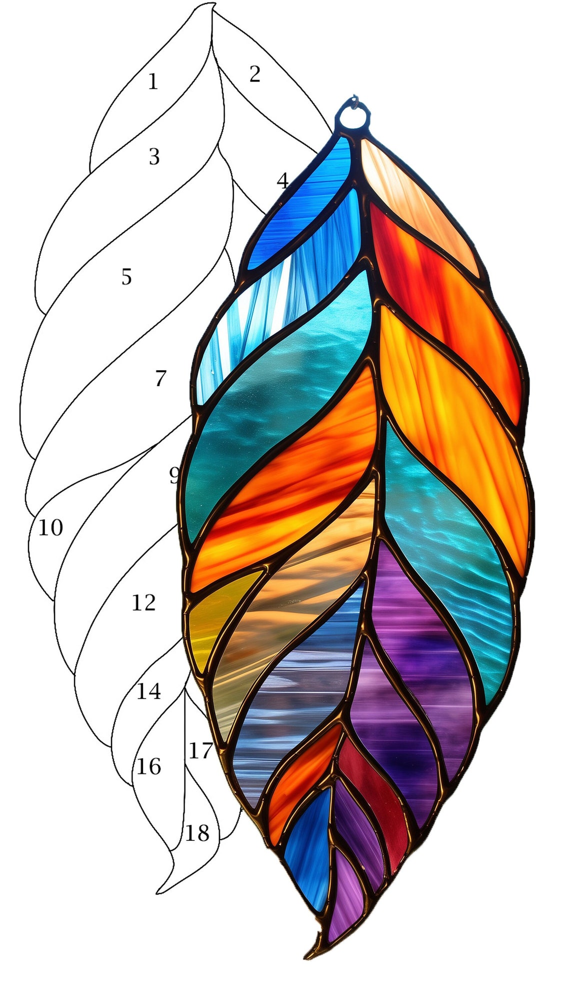 STAINED GLASS PATTERN Sherry Fain Feather 2 - Etsy