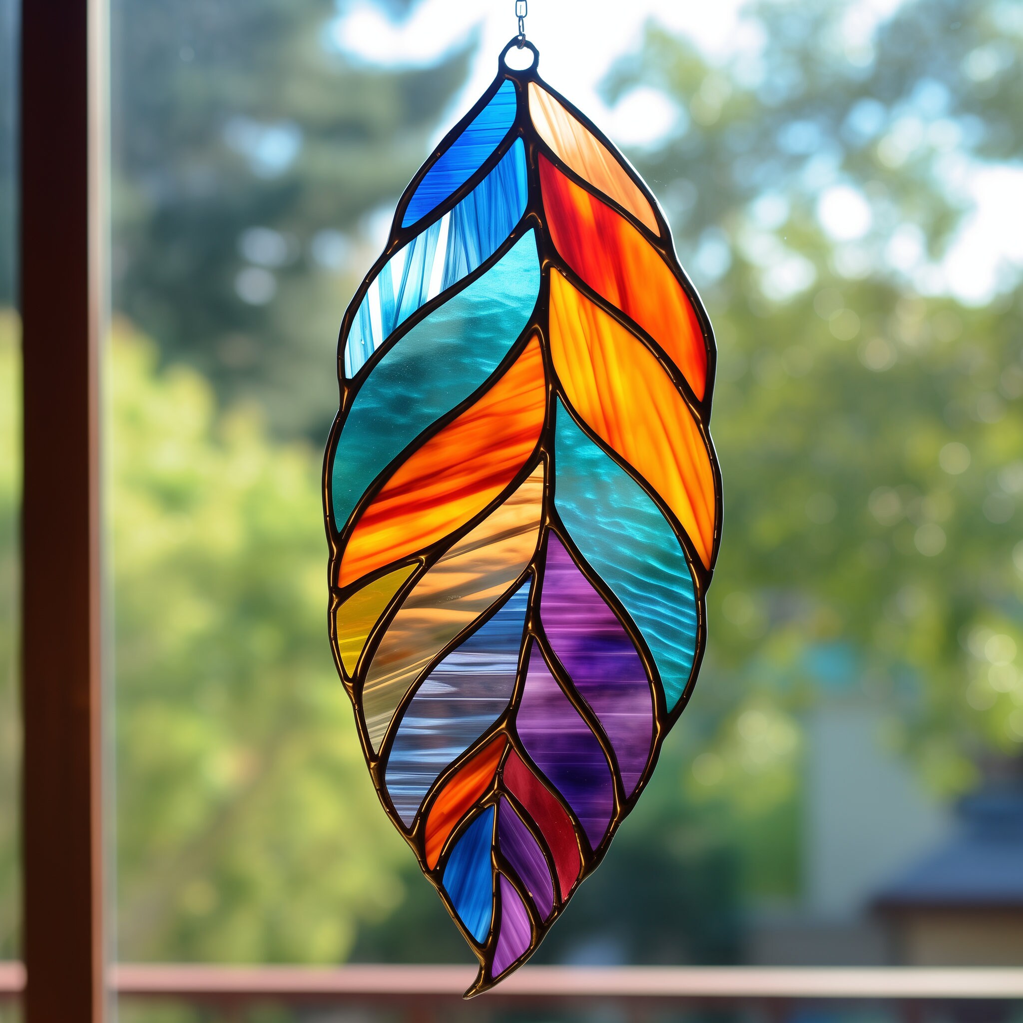 STAINED GLASS PATTERN Sherry Fain Feather 2 - Etsy UK