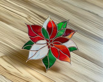 Stained Glass - Red Poinsettia - Etsy