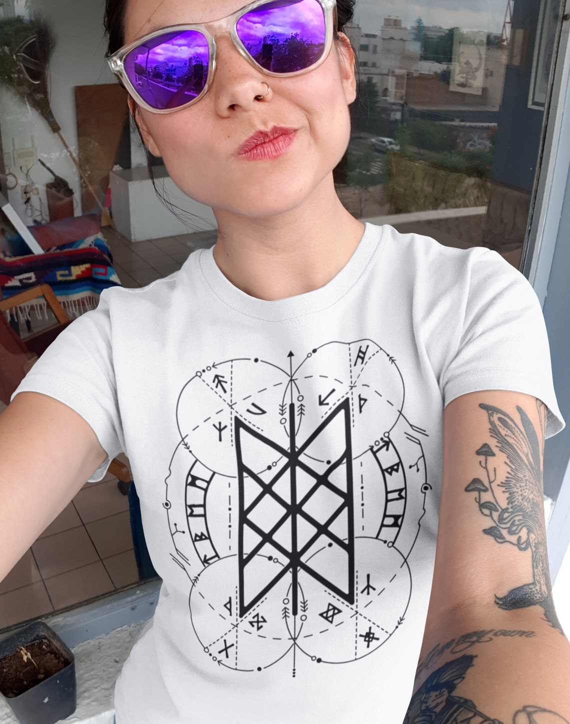 Web of Wyrd Norse Pagan Symbol Viking T-shirt 3/4 Raglan | Etsy