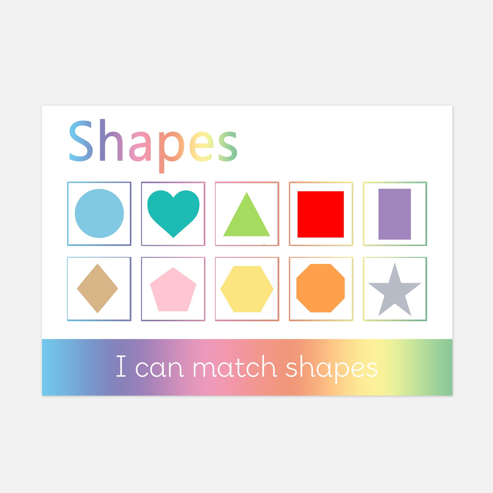 PRINTABLE Shape Matching Learning Mat STAGE 1 - Etsy