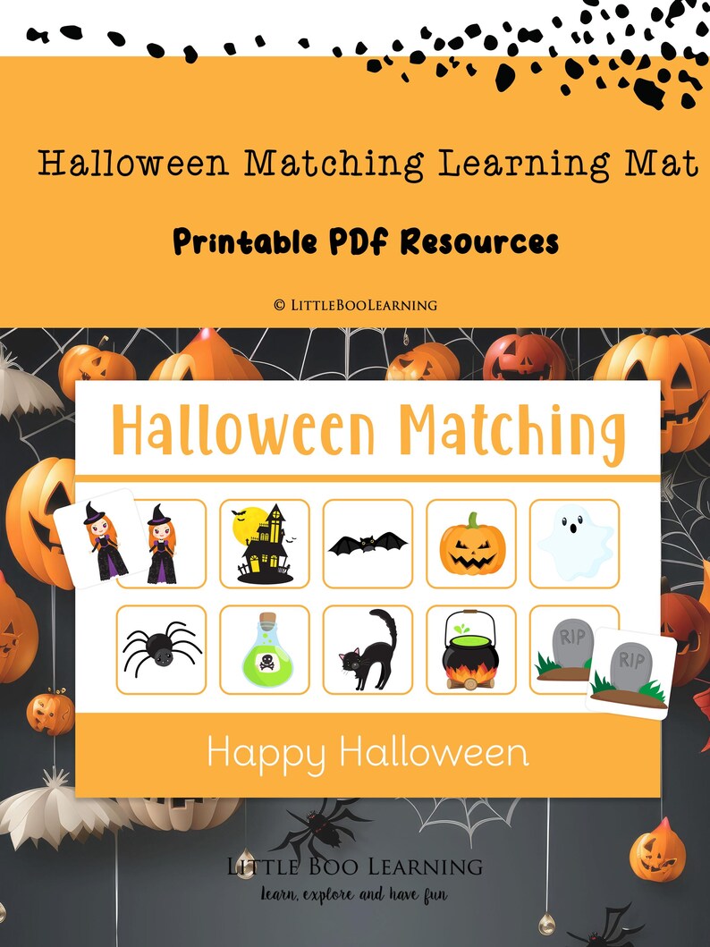 Halloween Matching Game | Printable Learning Mat for Toddlers (PDF) - Etsy