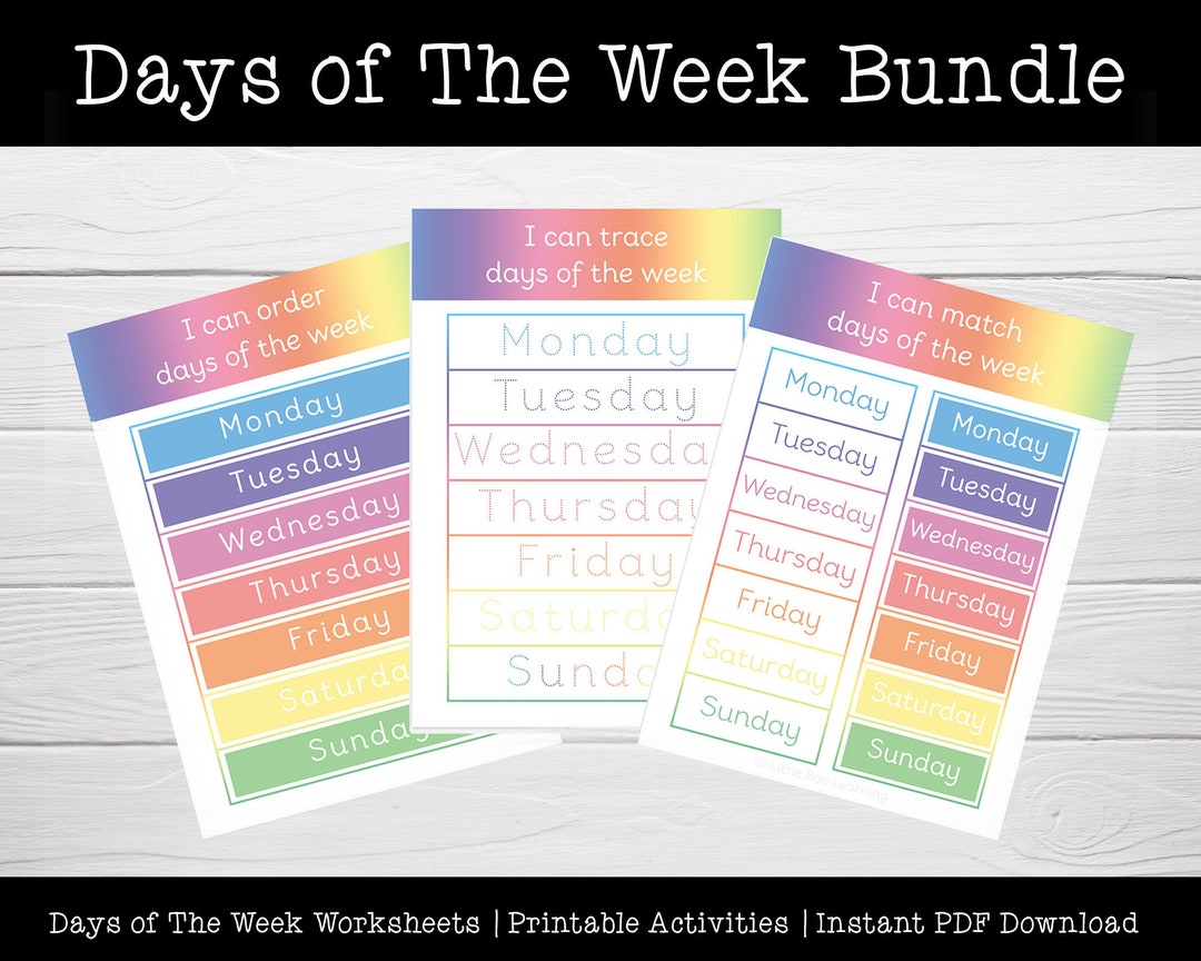 Days of the Week Learning Mat Bundle: Handwriting Practice (PDF) - Etsy