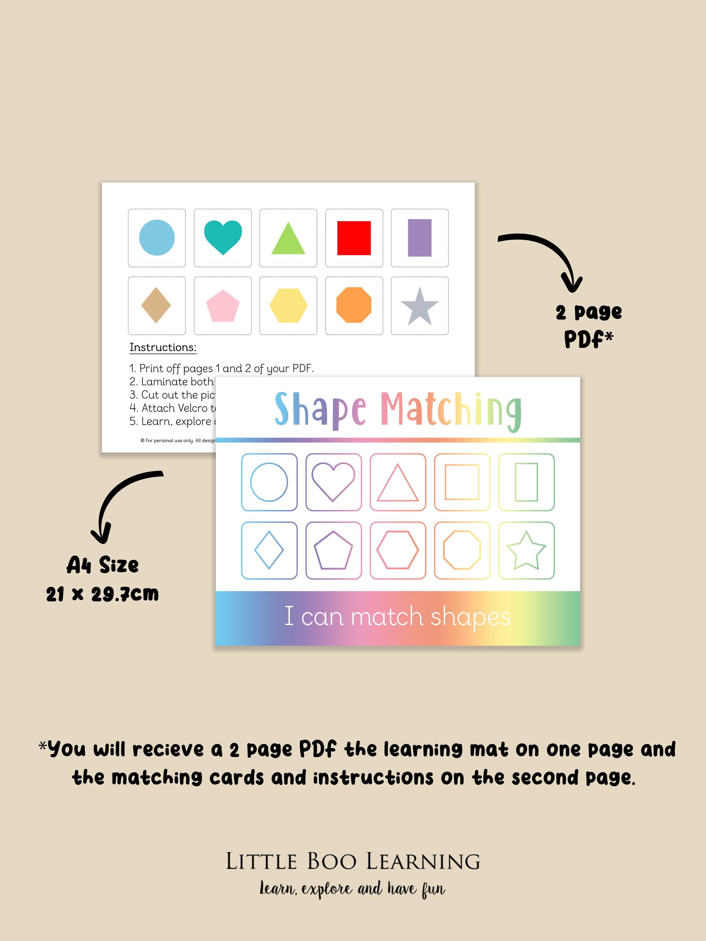 Shape Matching Learning Mat: Preschool Printable Activity (PDF Download ...