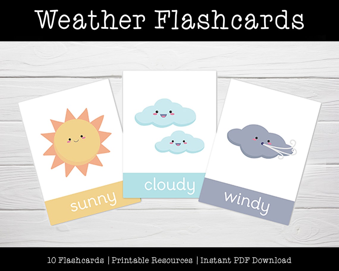 Weather Flashcards Educational Learning Resources for - Etsy