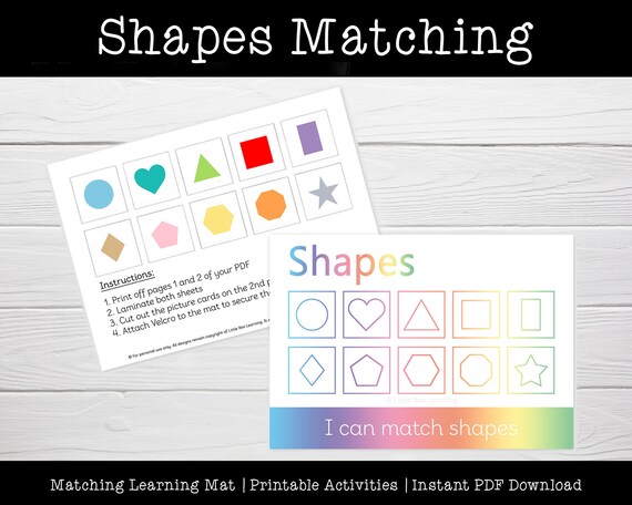 PRINTABLE Shape Matching Learning Mat STAGE 1 - Etsy