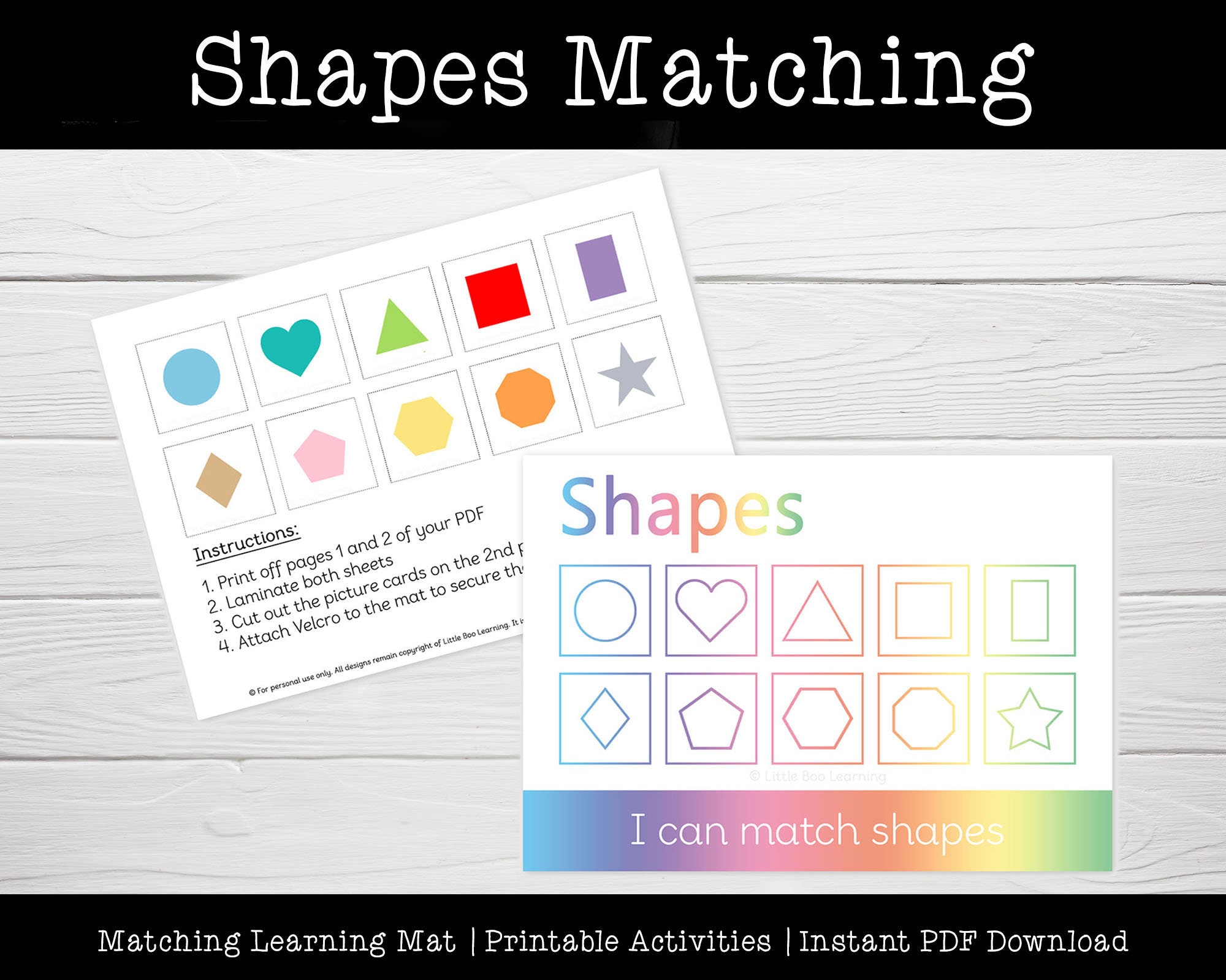 PRINTABLE Shape Matching Learning Mat STAGE 1 - Etsy