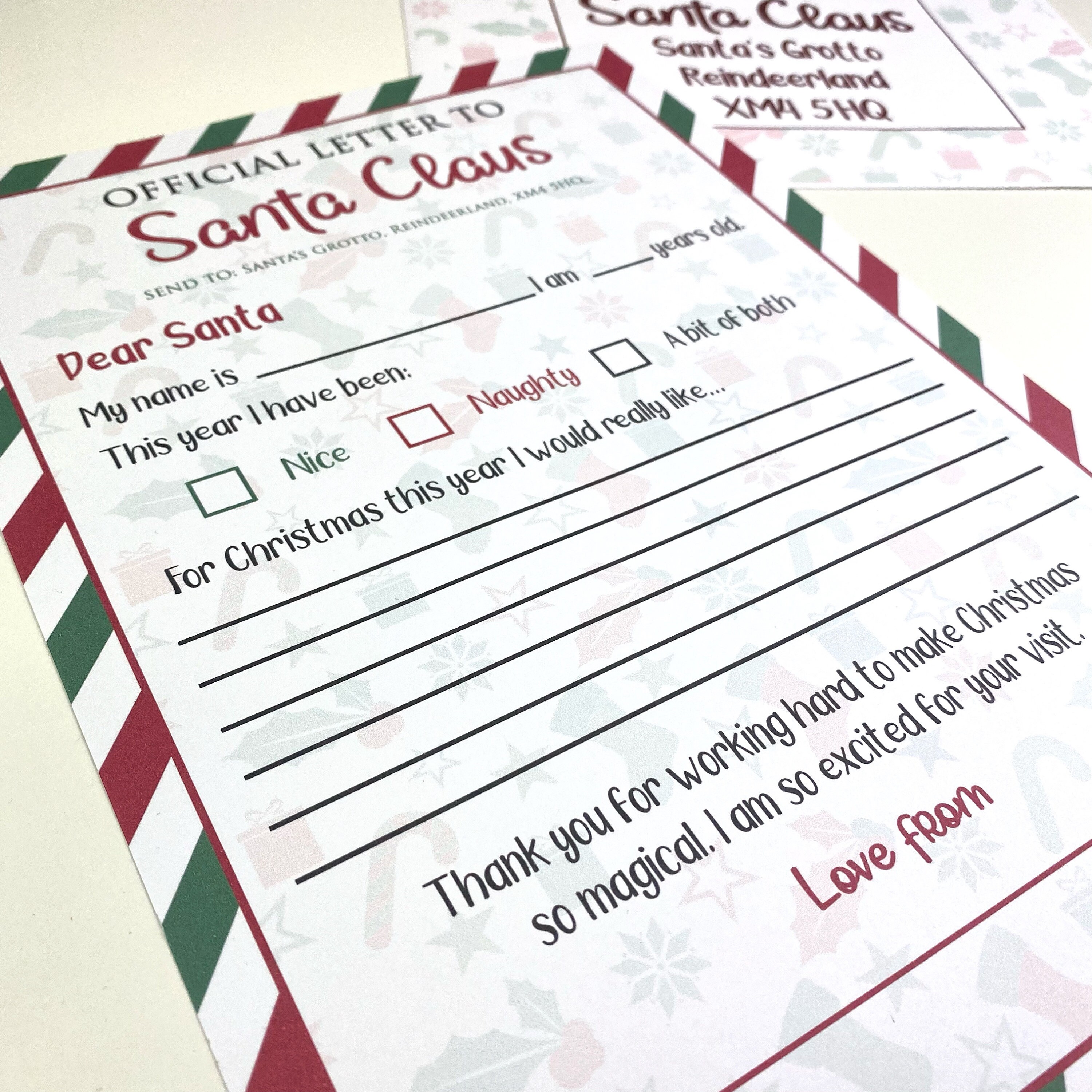 Printable Letter to Santa Claus Christmas Wish List Dear - Etsy UK