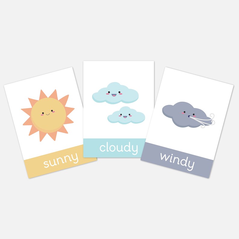 Weather Flashcards Educational Learning Resources for | Etsy