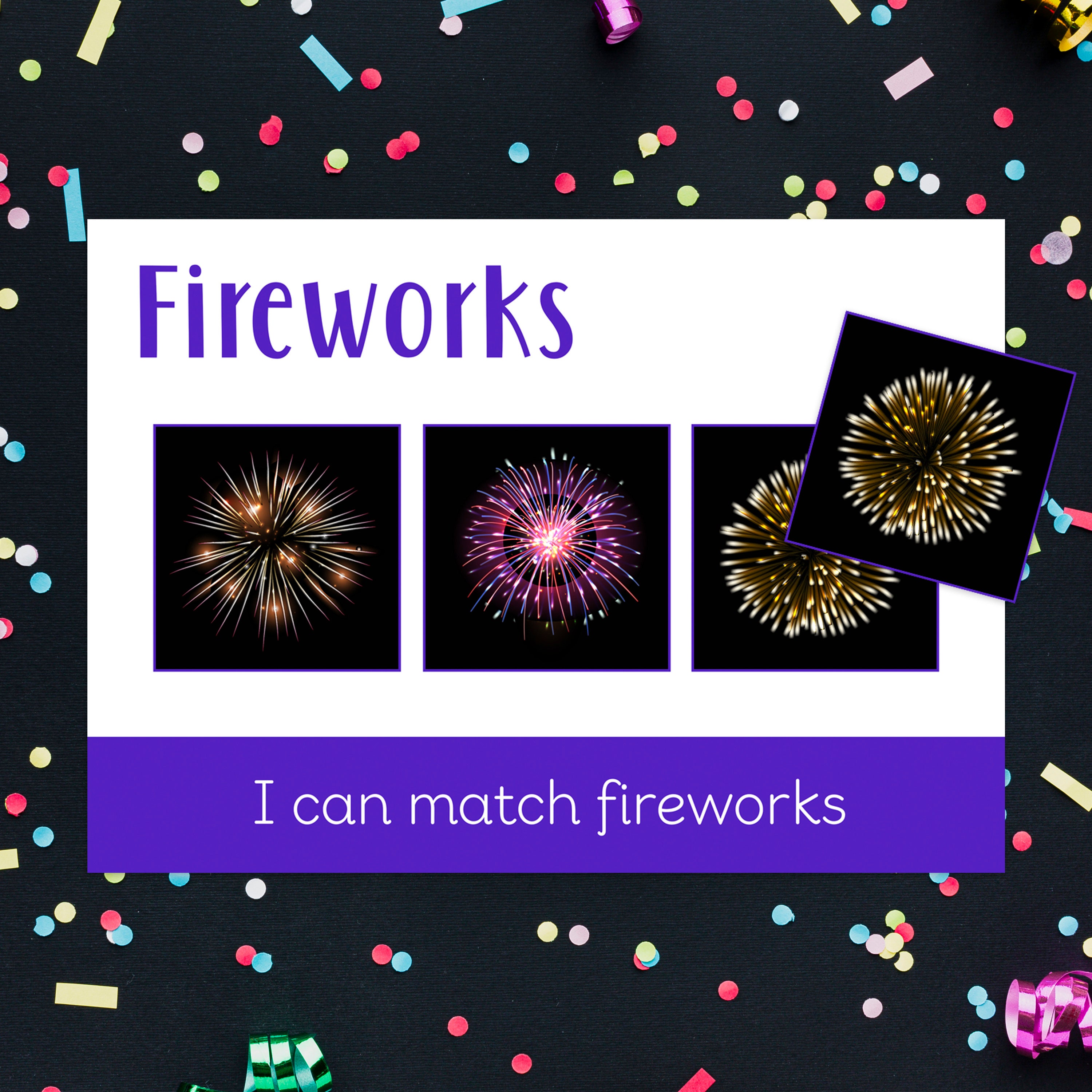 Firework Matching Activity Printable Learning Resources for - Etsy