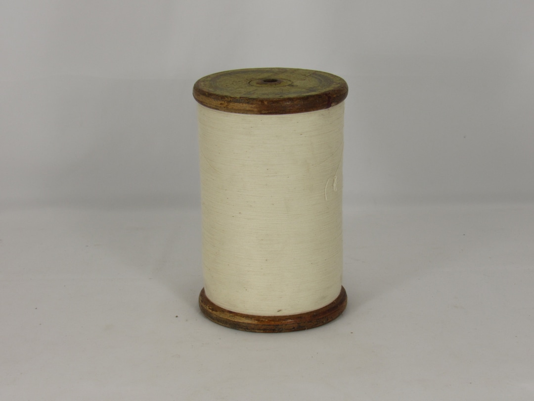 Large Wooden Spool With White Thread - Etsy
