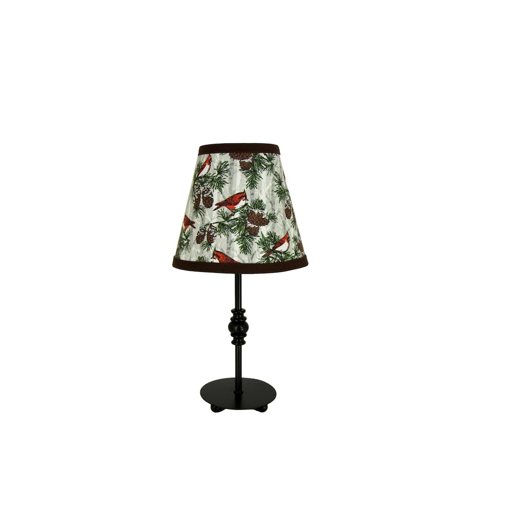 Oil Rubbed Bronze Accent Lamp With Cardinals and Pinecones Clip-on Lamp ...