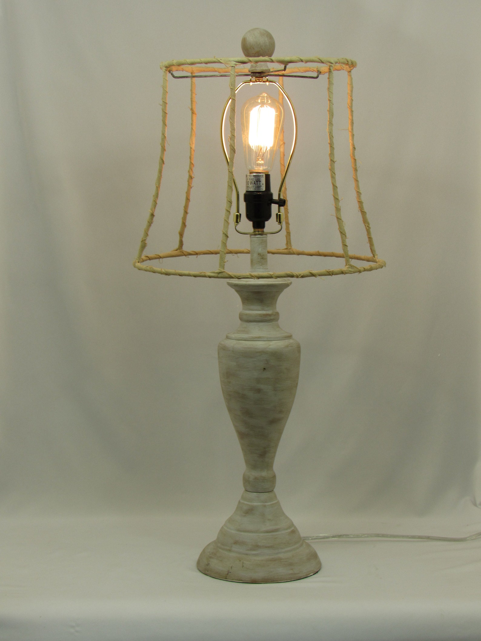 Whitewashed Metal Table Lamp With Shade - Etsy