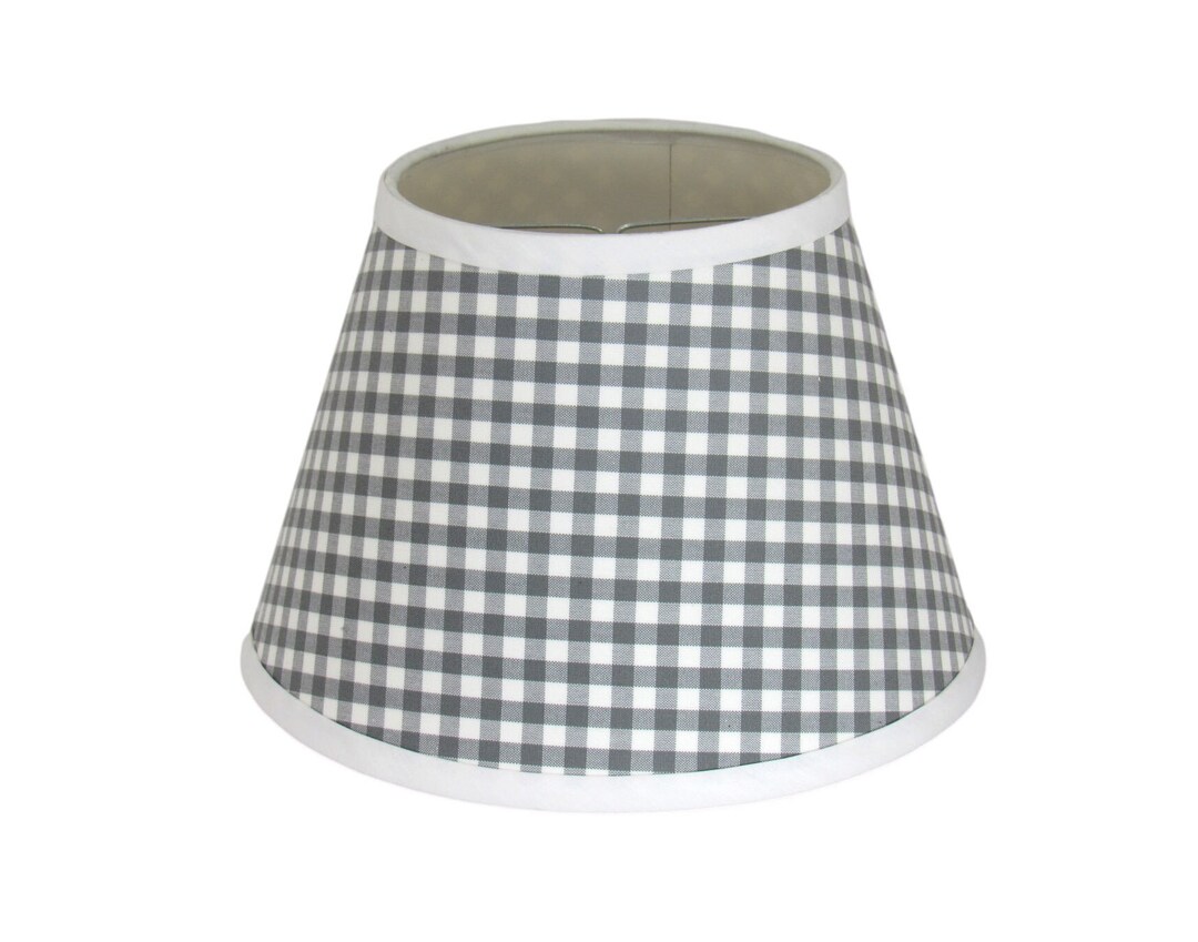Small Gray and White Check Clip-on Shade - Etsy