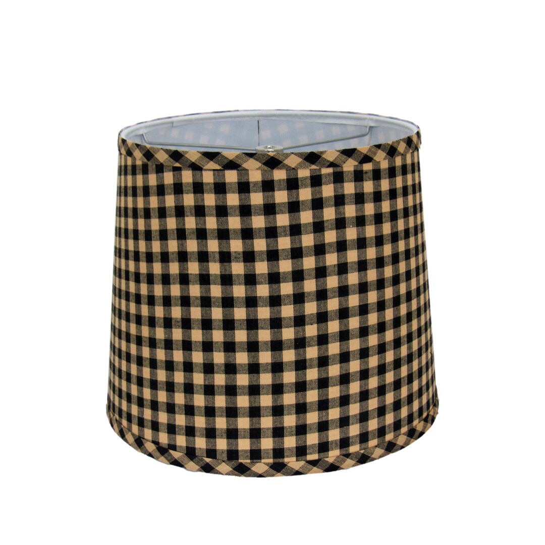 Black and Beige Buffalo Check Drum Lampshade – Farmhouse Spider Washer ...