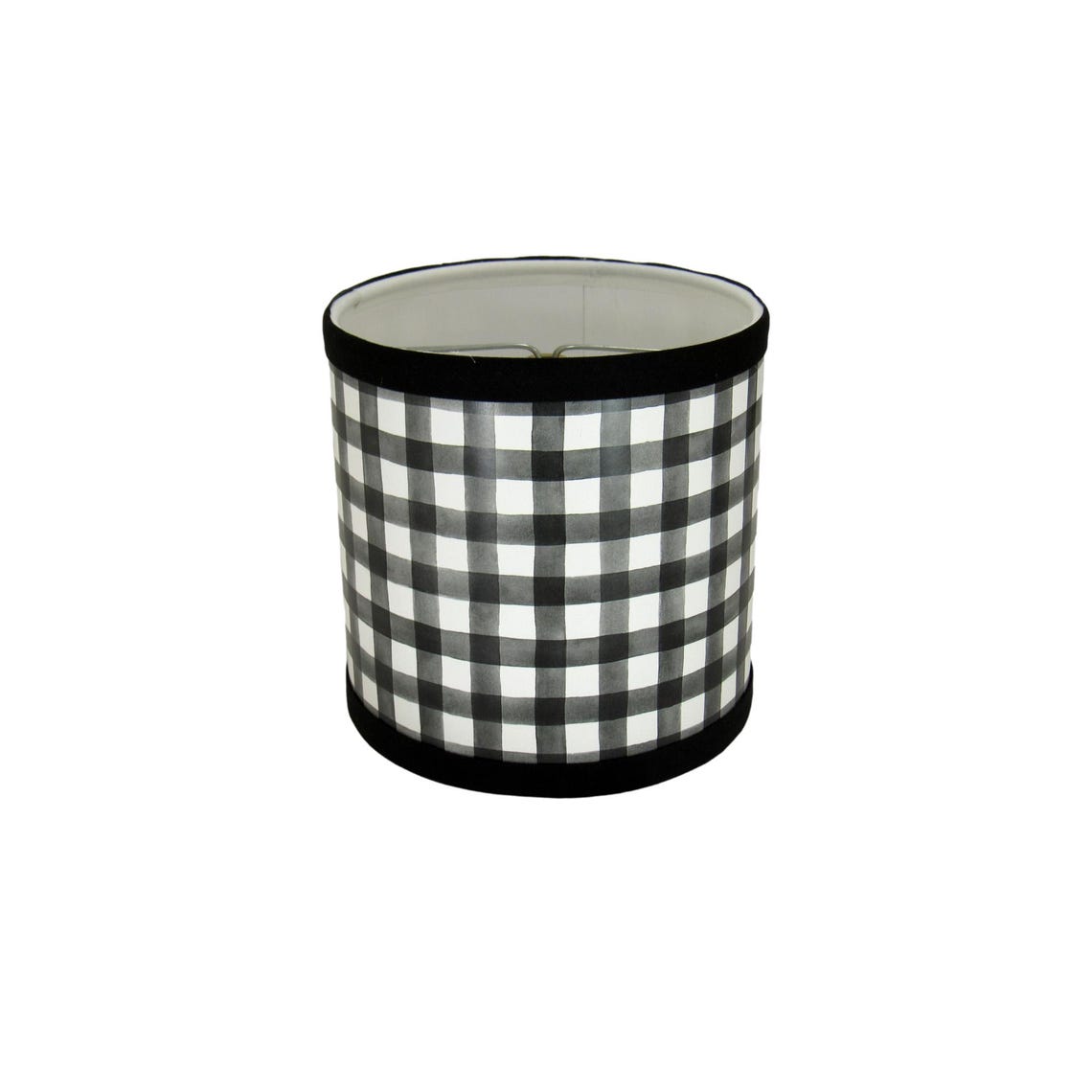 Black Accent Lamp: Checkered Drum Shade, Small Bedside Lighting - Etsy