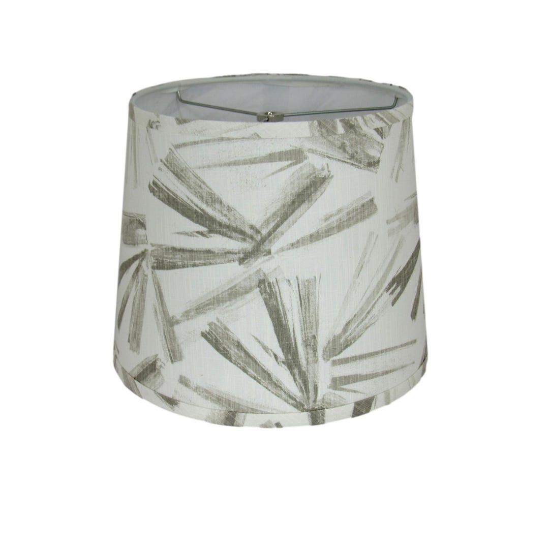 Modern Brushstroke Drum Lamp Shade – Neutral Gray on White - Etsy