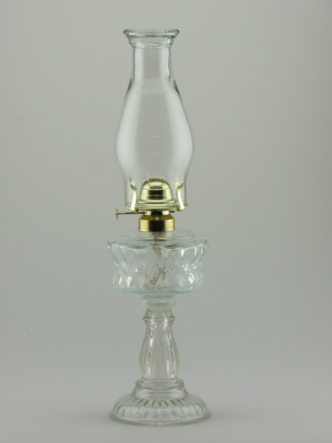 Reproduction of Clear Antique Pressed Glass Oil Lamp With Beaded ...
