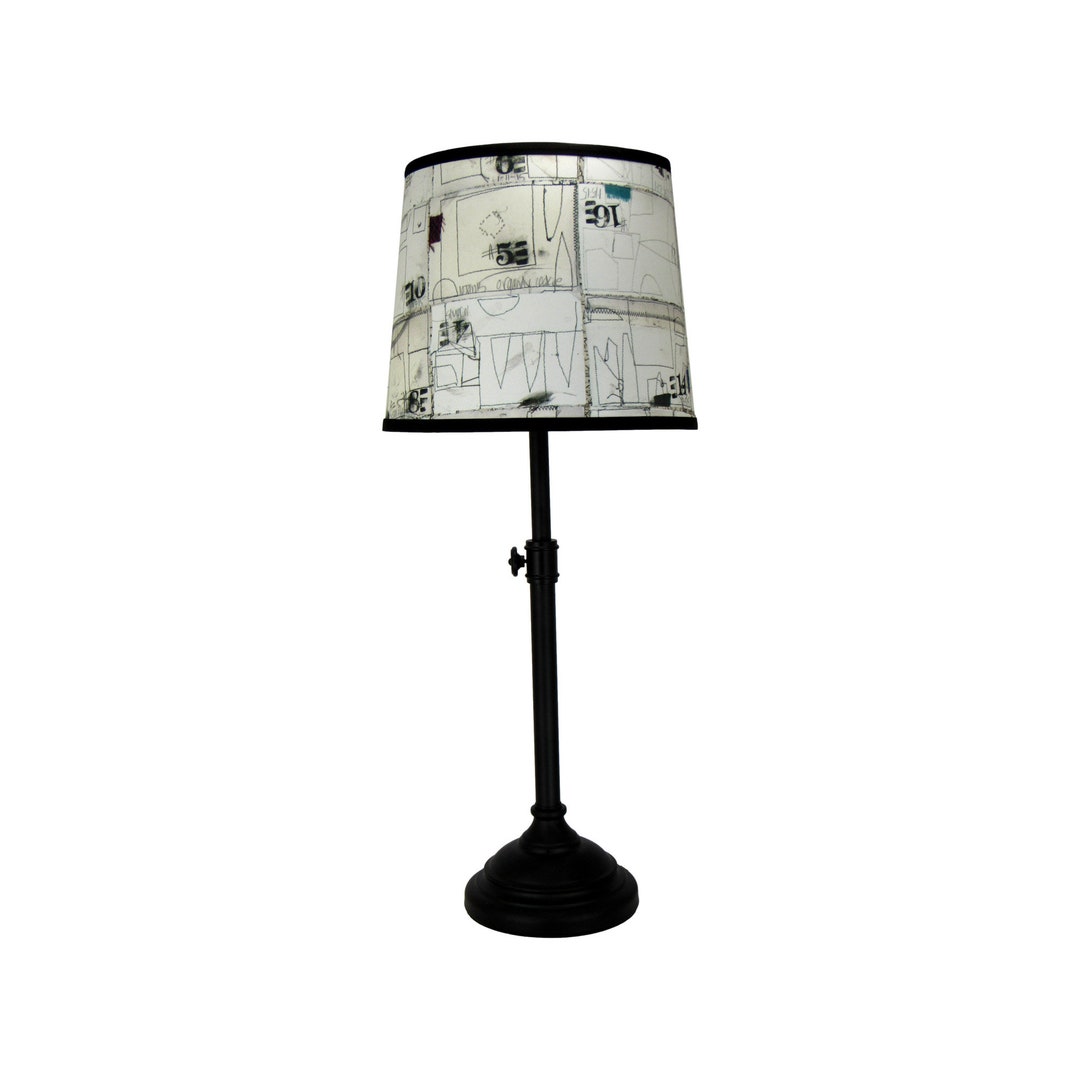 Black Adjustable Table Lamp With Random Thoughts Print Lamp Shade - Etsy