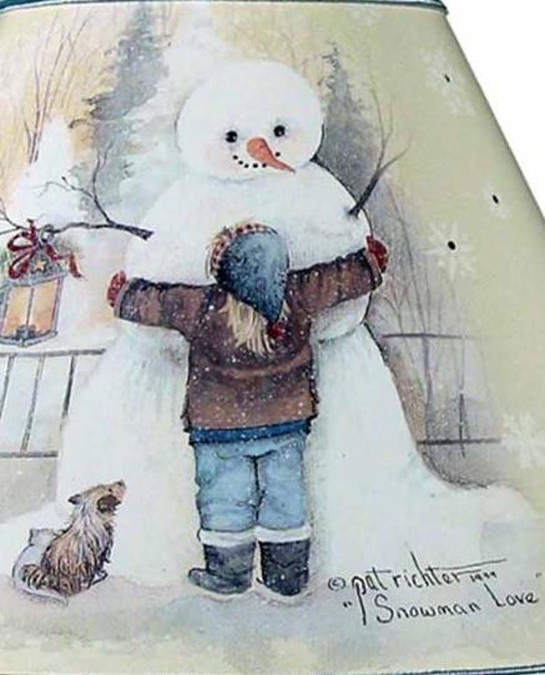 Set of 2, 12" Snowman Love Shade Chimney Lamp Shade With Clip Adapter ...
