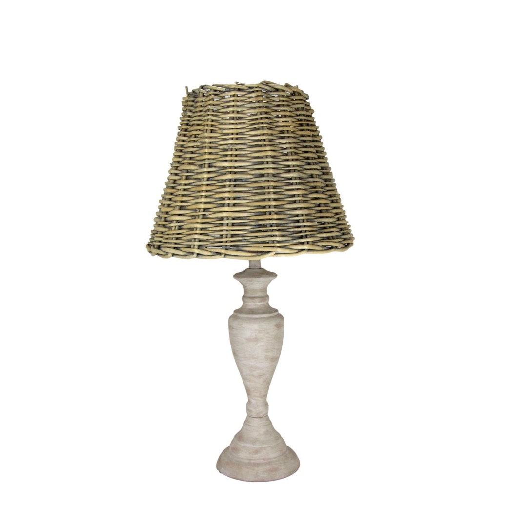 Rustic Metal Table Lamp With Rattan Lamp Shade - Etsy