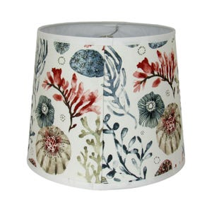 Coastal Coral Lamp Shade – Sea Life Drum Shade With Watercolor Ocean ...