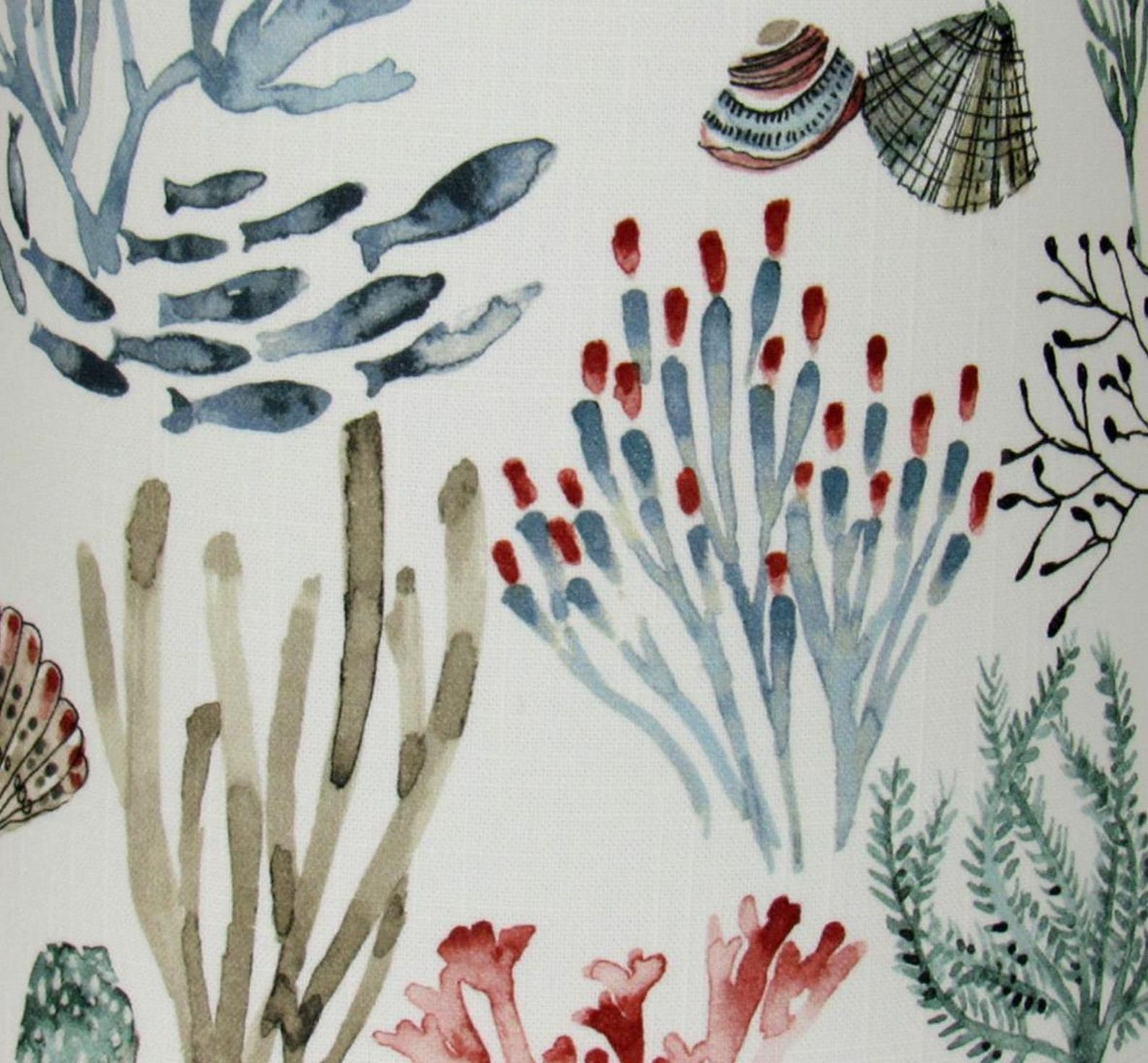 Coastal Coral Lamp Shade – Sea Life Drum Shade With Watercolor Ocean ...