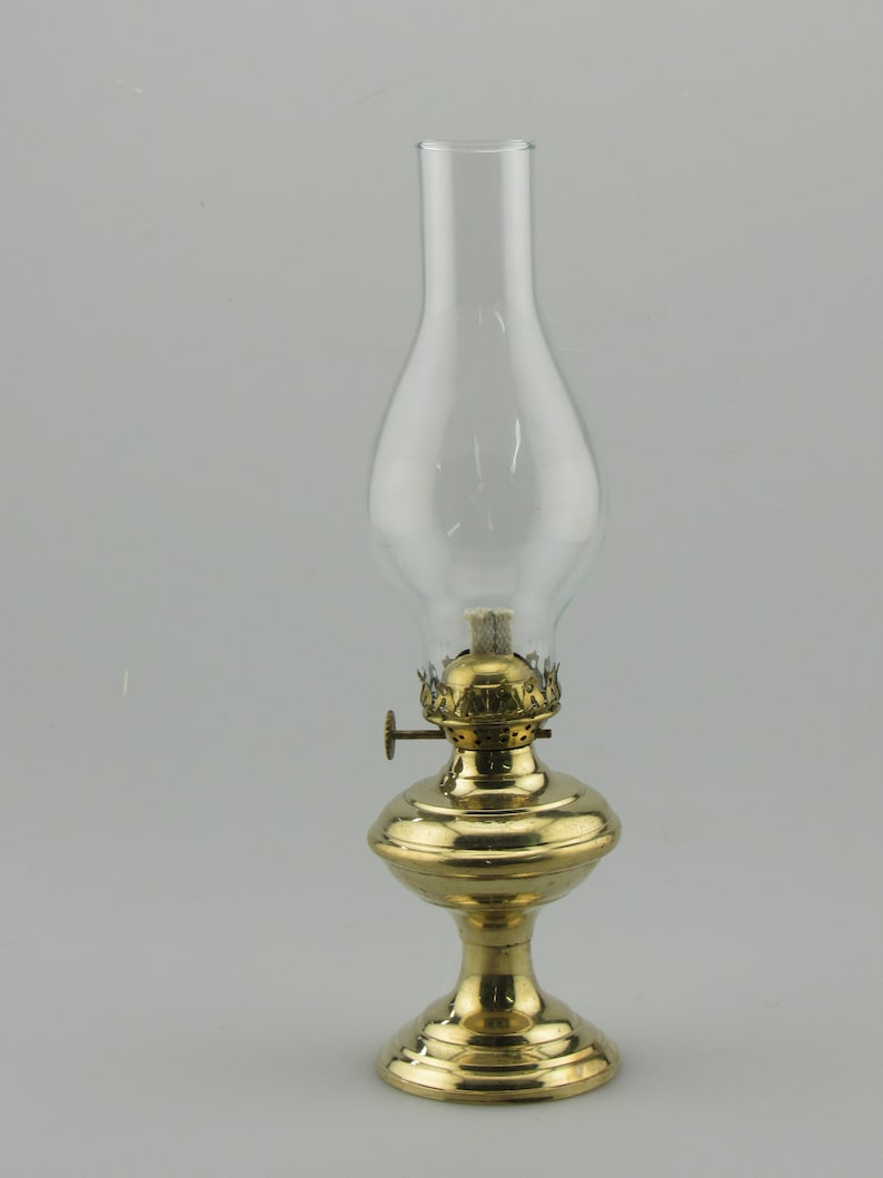 Small Brass Oil Lamp With Chimney Etsy