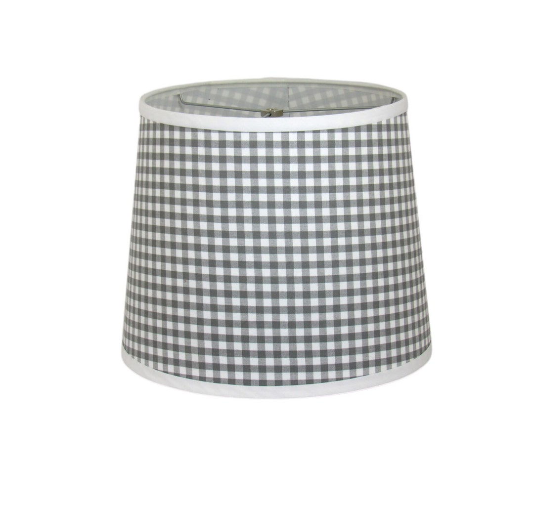 Small Gray and White Buffalo Check Drum Lamp Shade - Etsy