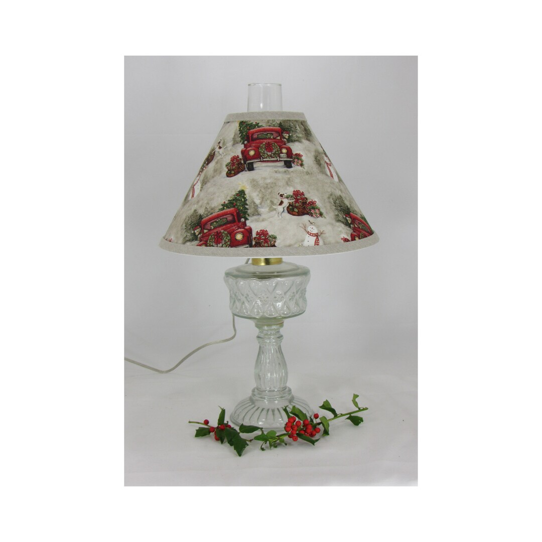 Reproduction of Clear Antique Pressed Glass Lamp With Christmas Truck ...