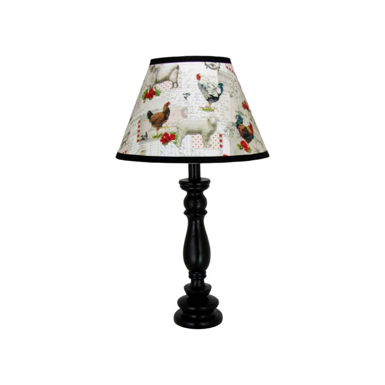 Black Accent Lamp With Rooster Lamp Shade - Etsy