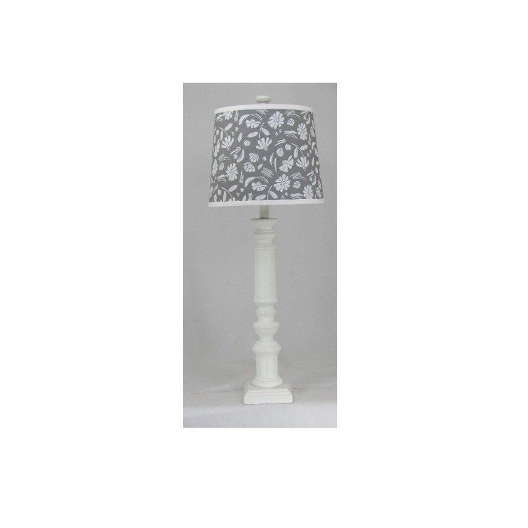 White Spindle Table Lamp With White Leaf Shade - Etsy