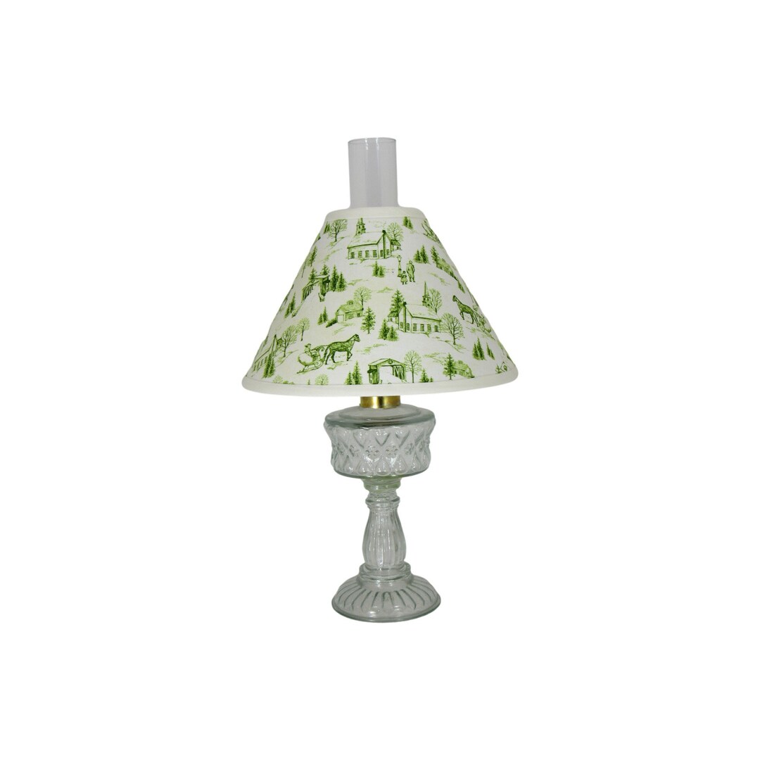 Reproduction Pressed Glass Accent Lamp With Green Christmas Print ...