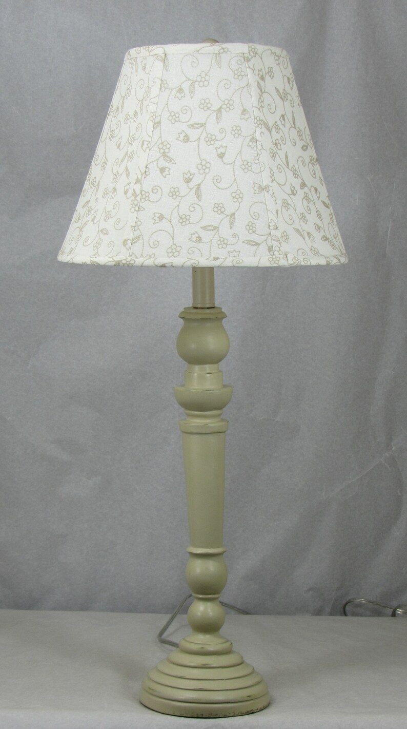Buttermilk Spindle Table Lamp With Floral Print Shade - Etsy