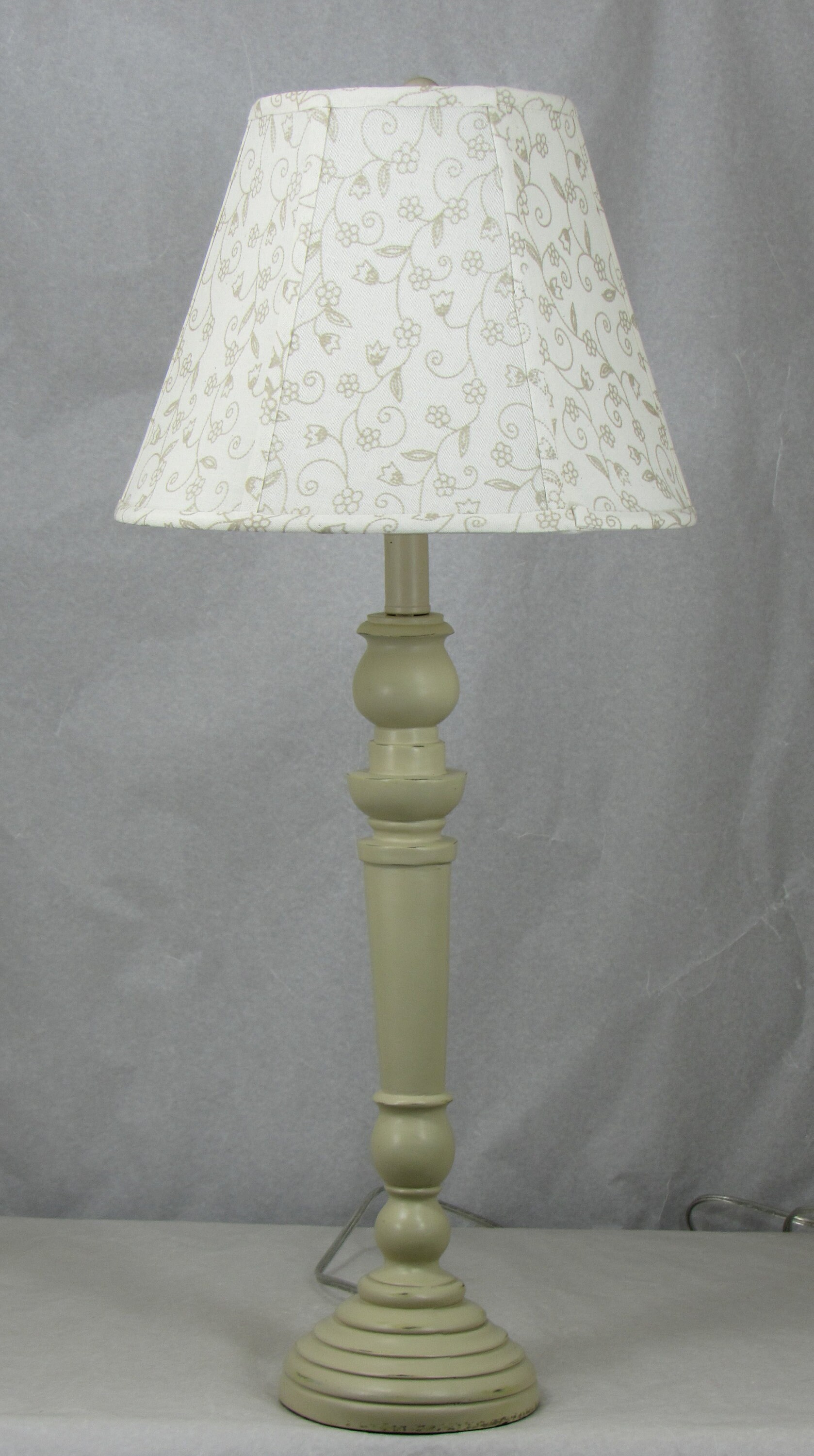 Buttermilk Spindle Table Lamp With Floral Print Shade - Etsy