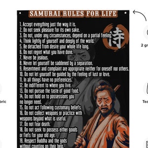 Rules for Life by the Greatest Samurai Miyamoto Musashi Flag ...