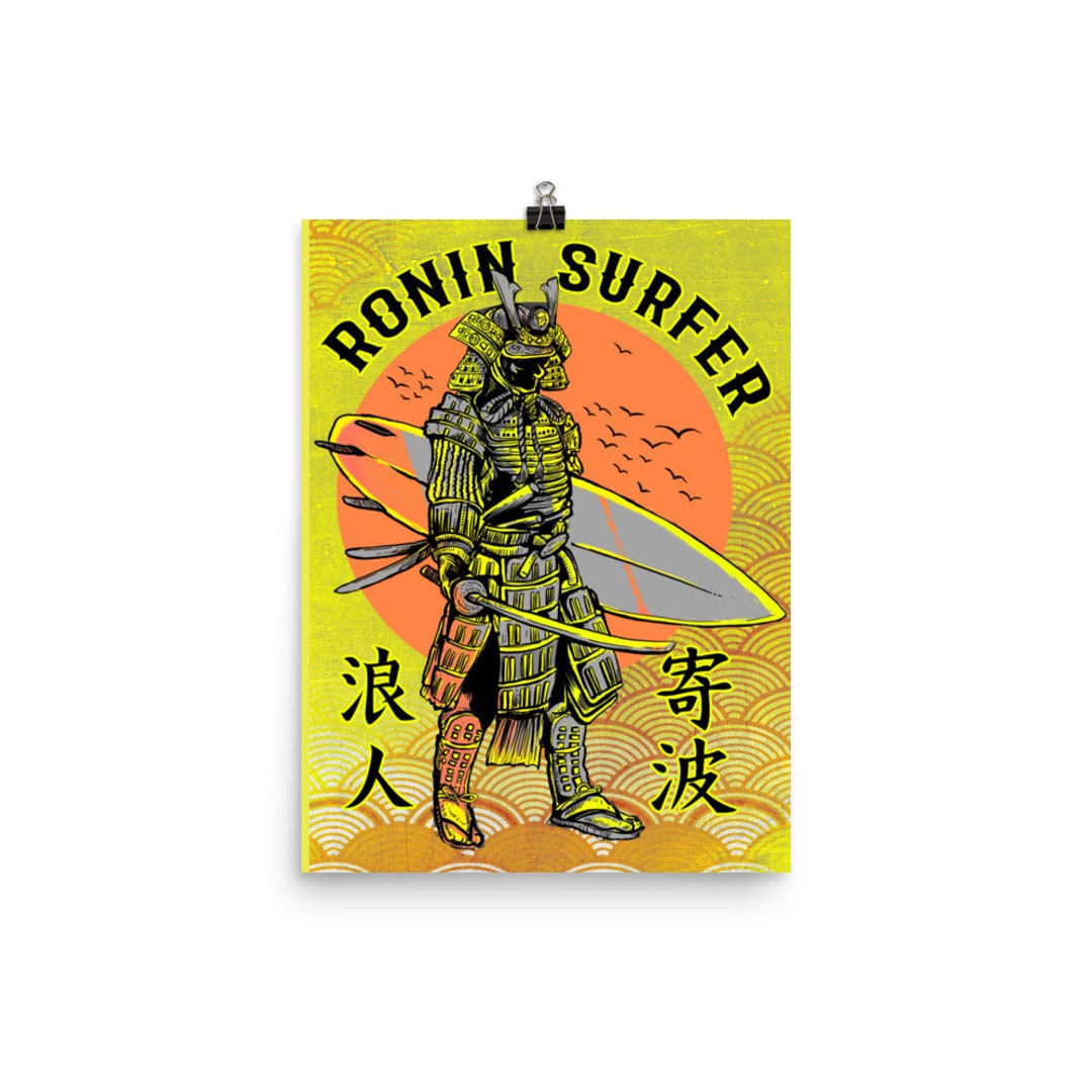 Ronin Surfer Poster, Samurai Without a Lord Surfing - Etsy