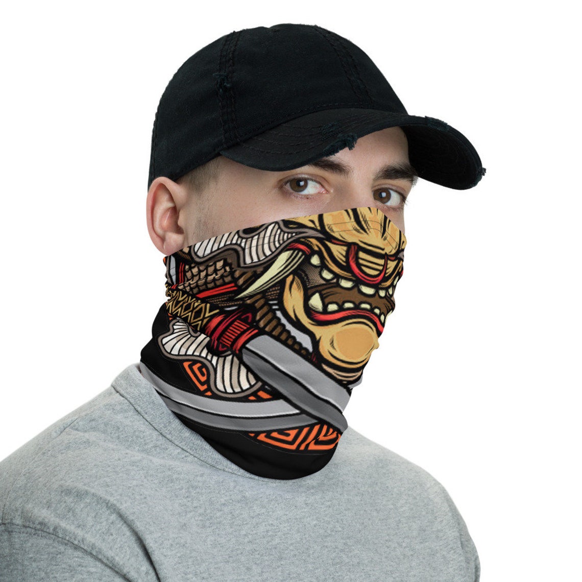 Samurai Face Mask Neck Gaiter Facemask Covering Scarf - Etsy