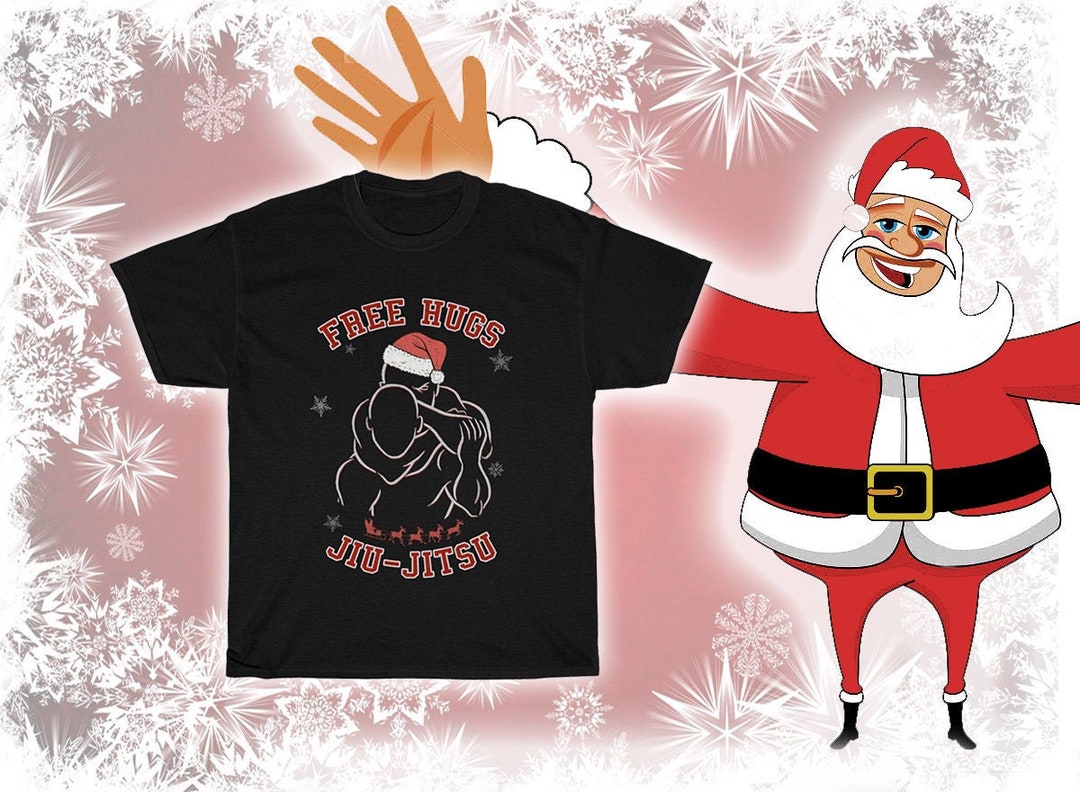 Funny Jiu Jitsu Christmas T-shirt: Free Hugs Santa - Etsy