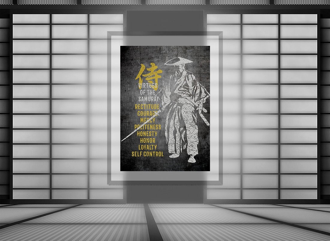Samurai Virtues Poster, Dojo Decor, Iaido, Kendo, Aikido, Samurai Print ...