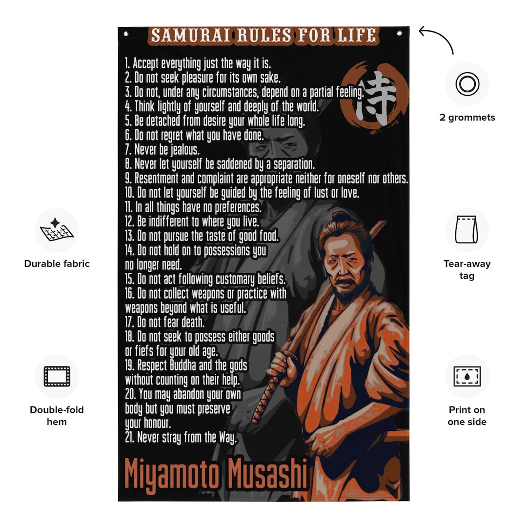 Rules for Life by the Greatest Samurai Miyamoto Musashi Flag ...
