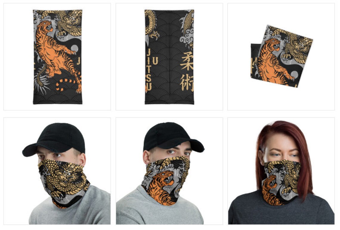 Jiu Jitsu - Tiger & Dragon Face Mask, Neck Gaiter, Facemask BJJ ...
