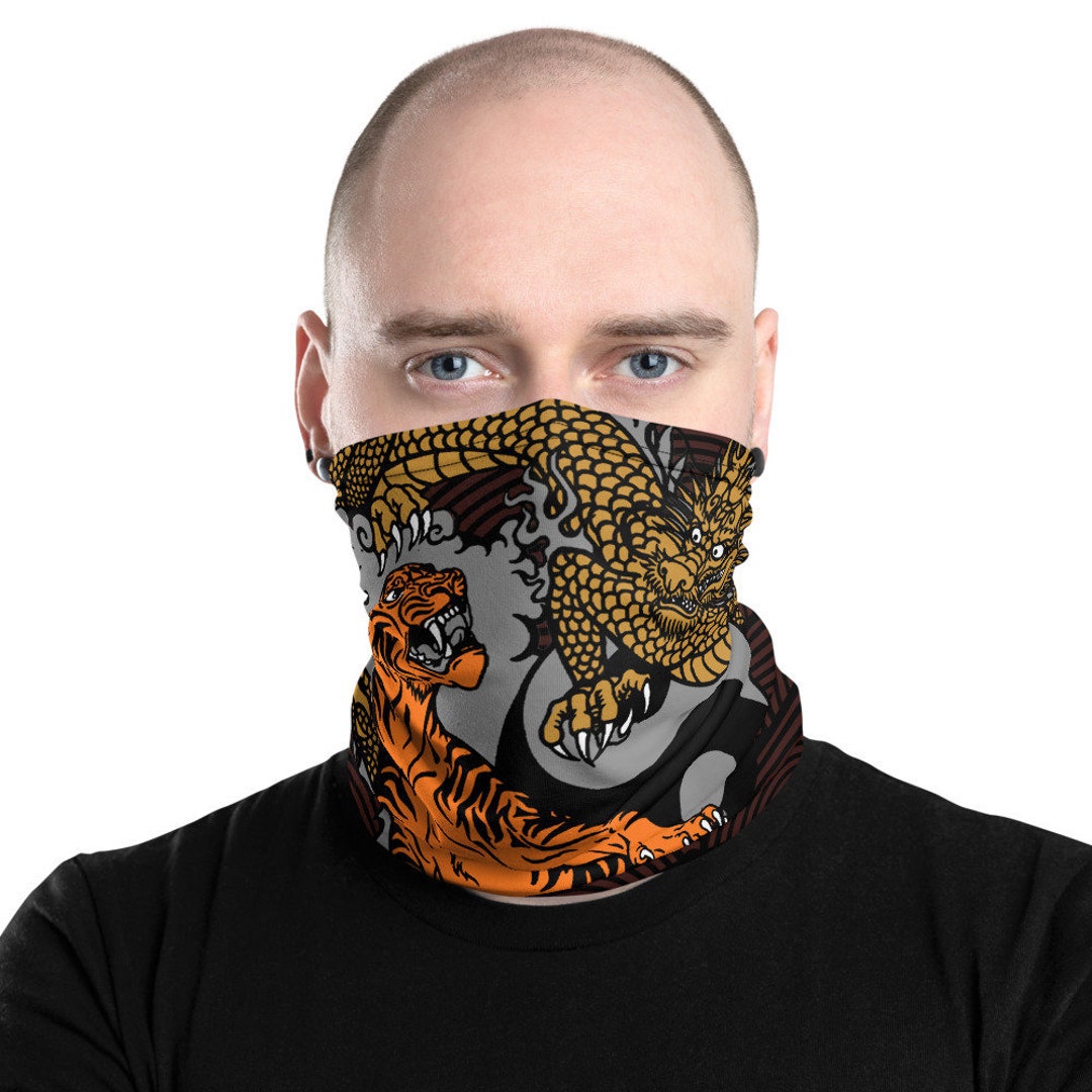 Tiger & Dragon Battle Face Mask, Neck Gaiter, Combat Scarf, Headwear ...