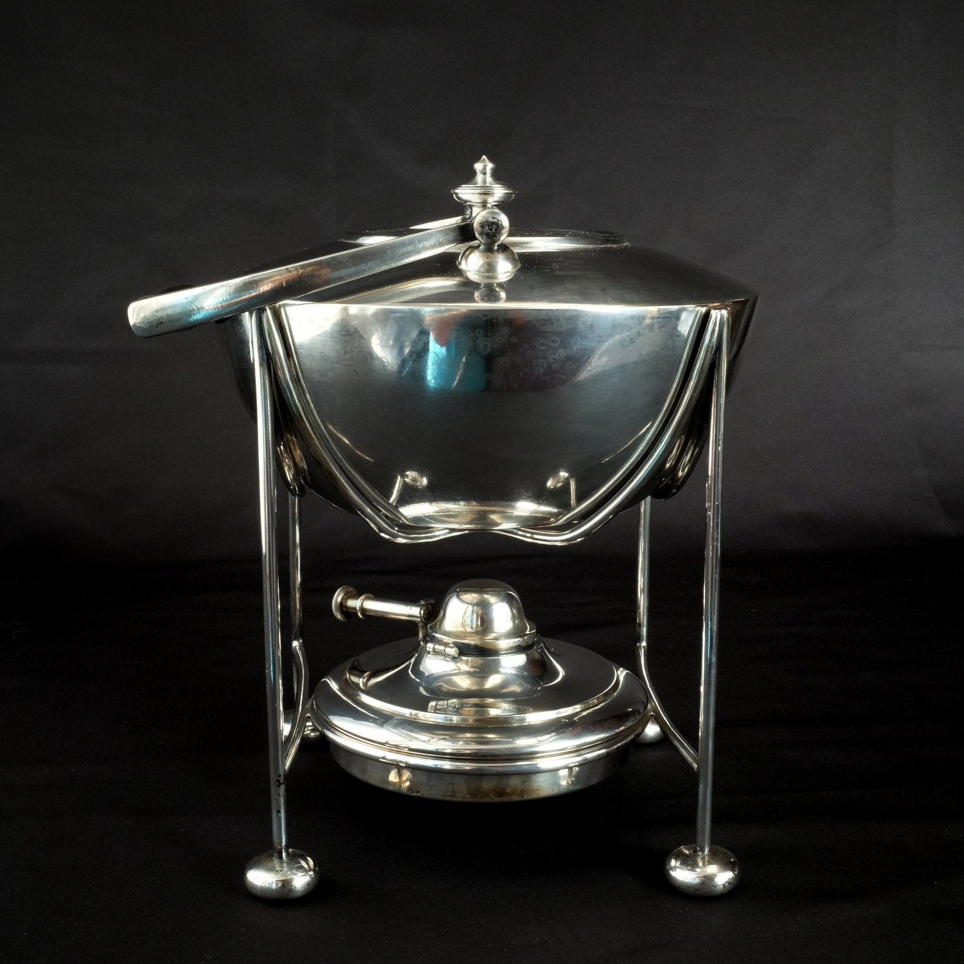 Antique Alpaca teapot on stand with heater by A.G. Dufva | Etsy