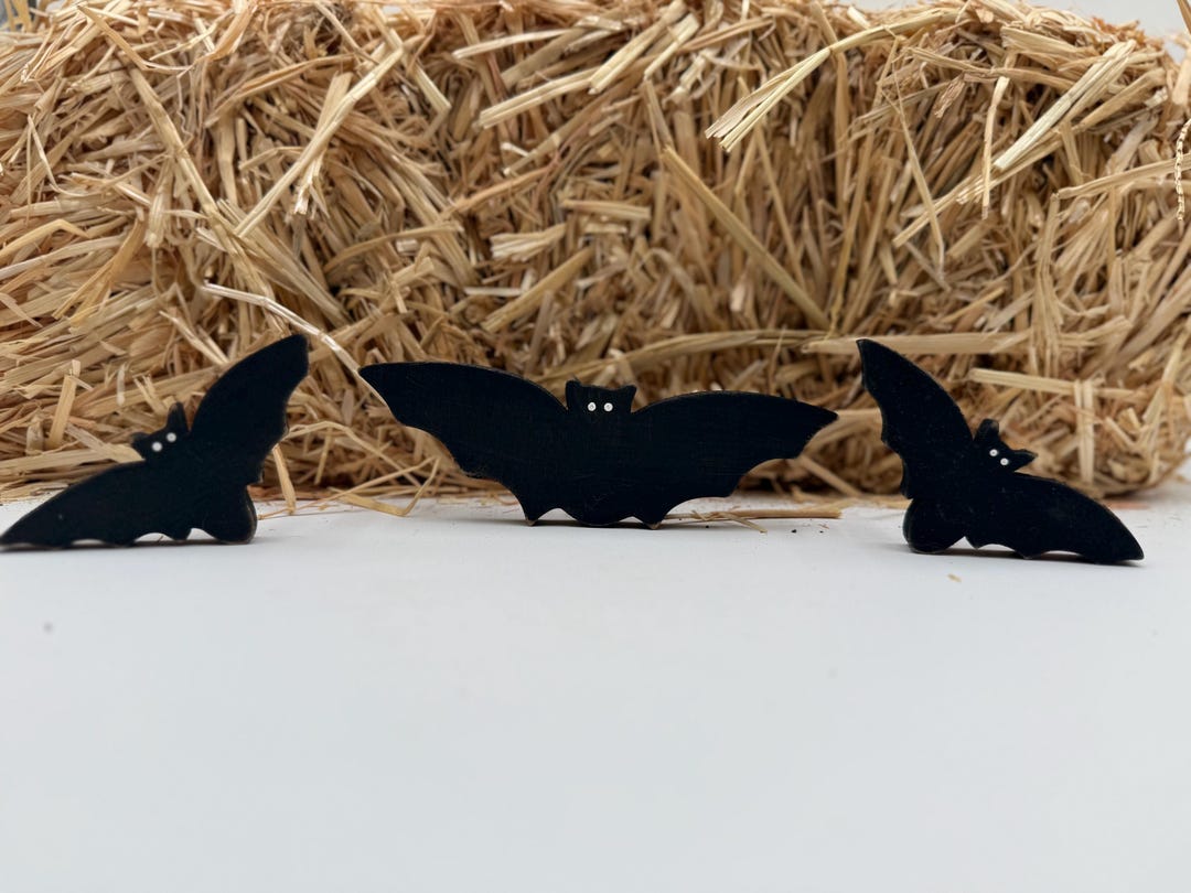 Rustic Wooden Bat Trio: Halloween Tiered Tray Decor - Etsy