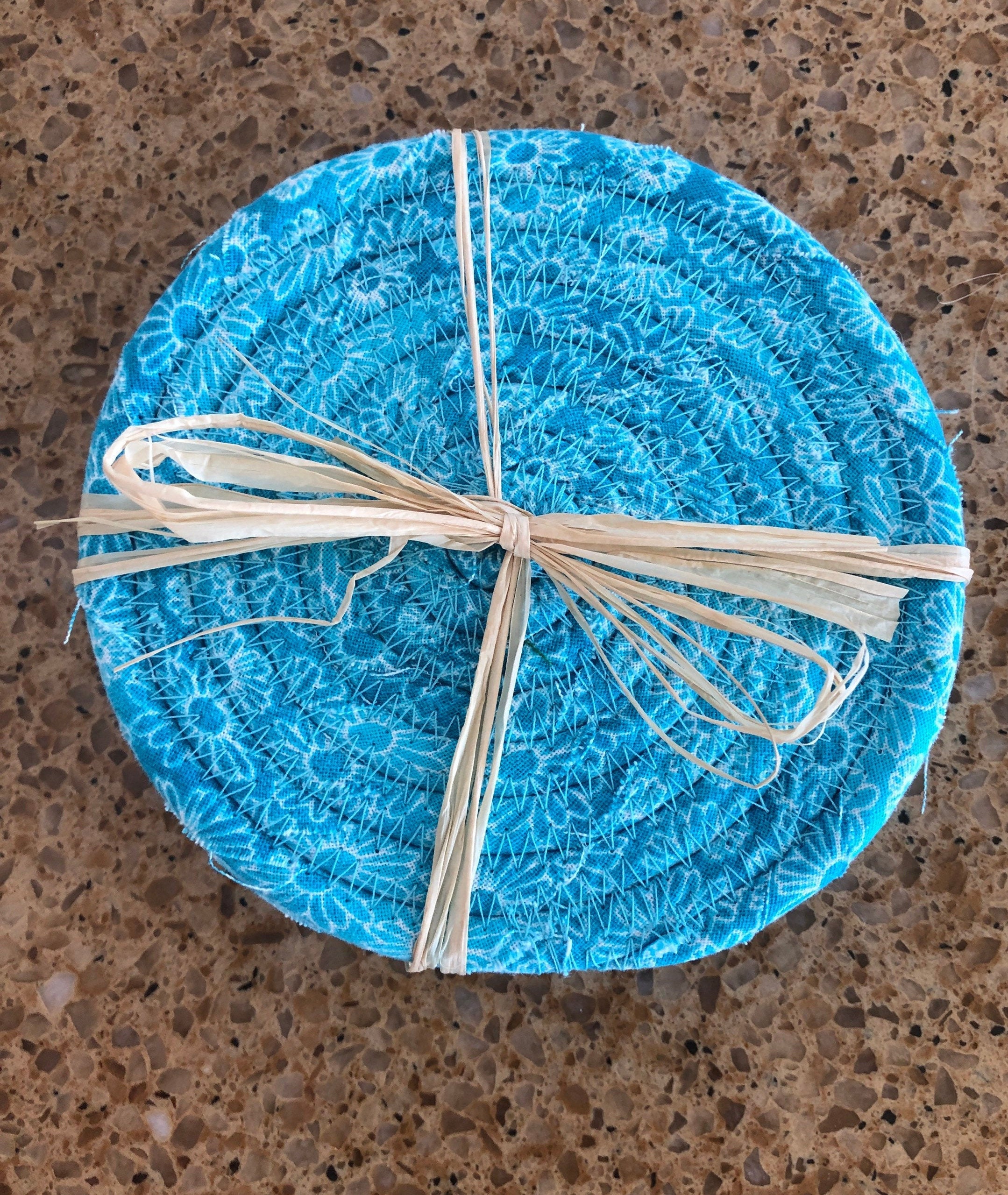 Fabric wrapped coasters coaster set coiled rope coasters | Etsy
