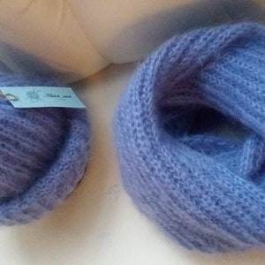 Fluffy Mohair Hat and Snood Mohair Set Blue Navy Angora Hat Angora ...